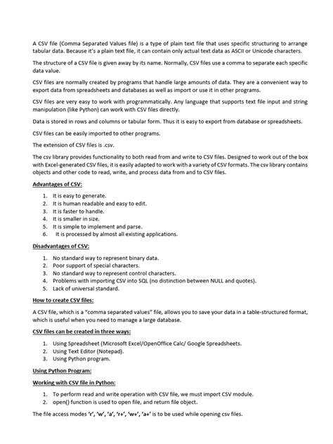 csv files pdf comma separated values computing