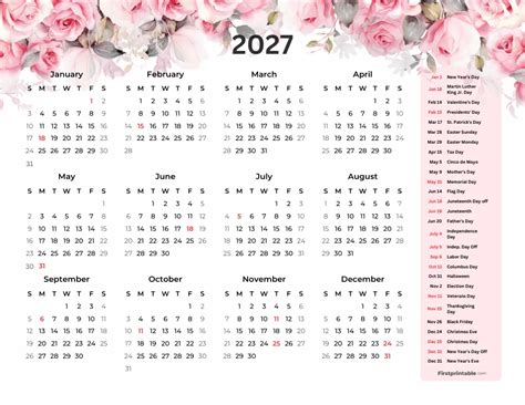 2027 Calendar Printables Free Pdf