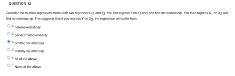 Solved Consider The Multiple Regression Model With Two Chegg