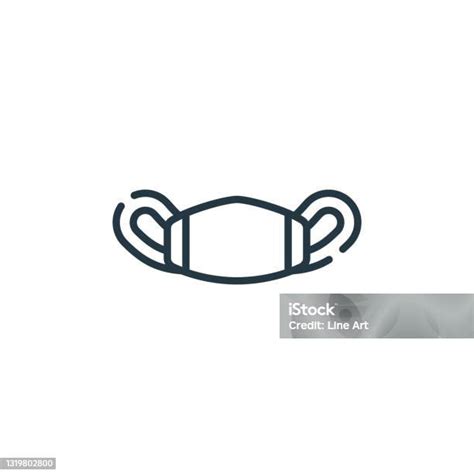 치과 의사 개념에서 의료 마스크 아이콘 벡터 의료 용 마스크 편집 가능한 뇌졸중의 얇은 선 그림 웹 및 모바일 앱 로고 인쇄 미디어에 사용하기 위한 의료 마스크 선형 사인