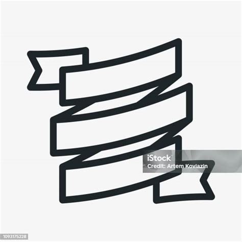 레트로 빈티지 골동품 리본 배너 플래그 라벨 장식 벡터 라인 플랫 아이콘 최소한의 스트로크 그림 0명에 대한 스톡 벡터 아트 및 기타 이미지 Istock