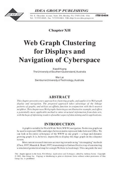 Pdf Web Graph Clustering For Enhanced Navigation