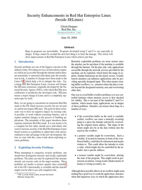 Security In Red Hat Enterprise Linux Other Than Selinux Pdf Information Technology