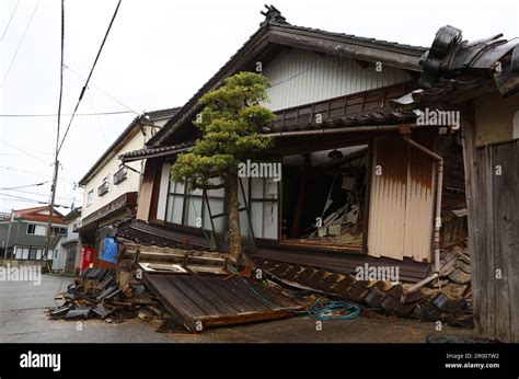 A Photo Shows Collapsed House Caused By Massive Earthquake In Suzu City Ishikawa Prefecture On