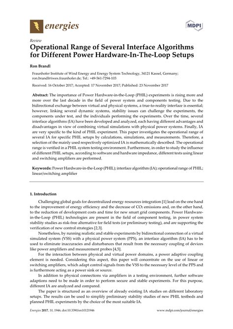 pdf operational range of several interface algorithms for different power hardware in the loop