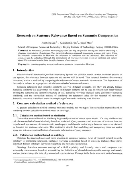 Research On Sentence Relevance Based On Semantic Computation