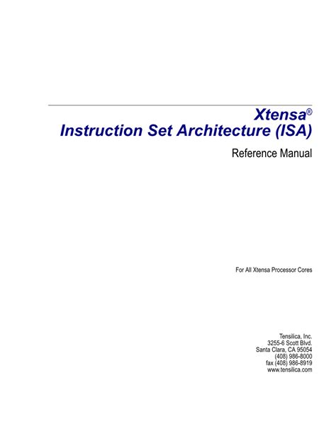 Xtensa Instruction Set Architecture Isa Reference Manual Iii Contents Docslib