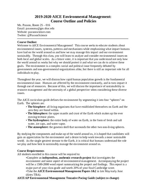 Cambridge Aice Environmental Management As Level Doc Template Pdffiller