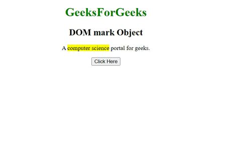 Html Dom Mark Object Geeksforgeeks