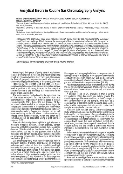 Pdf Analytical Errors In Routine Gas Chromatography Analysis