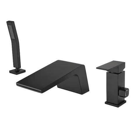 Single Handle Deck Mount Roman Tub Faucet With Waterfall And Hand