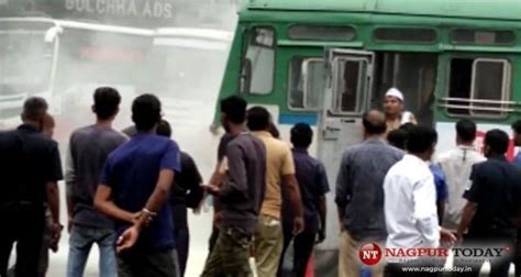 Msrtc Bus Catches Fire At Nagpurs Ganeshpeth Bus Stand