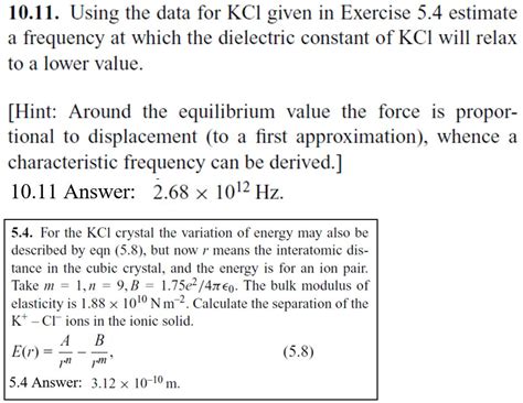 solved 10 11 using the data for kcl given in exercise 5 4
