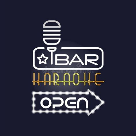 Bar Karaoke Retro Neon Sign Vintage Bright Glowing Signboard Light Banner Vector Illustration