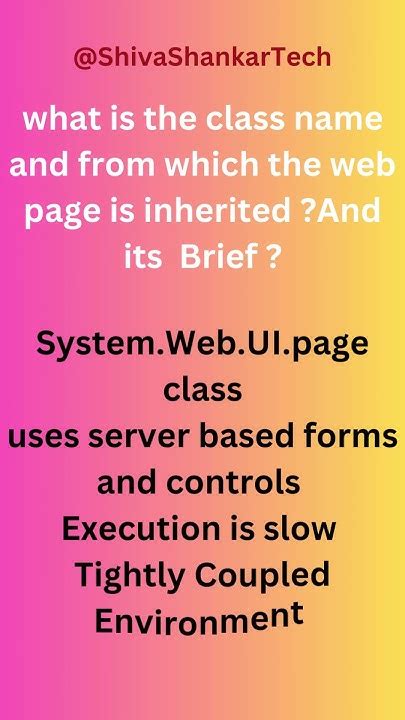 What Is The Class Of Webform Aspnet Web Form Is Inherited And Brief In