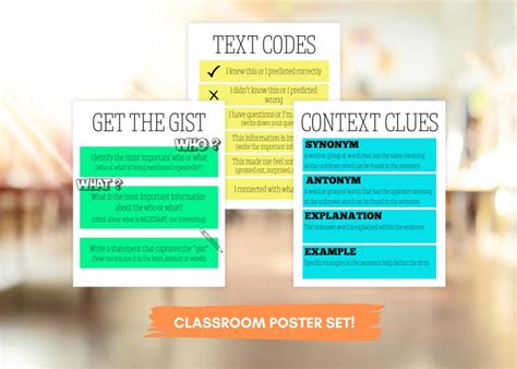 Nonfiction Text Strategies Anchor Charts Instant Download Text Codes Get The Gist Context