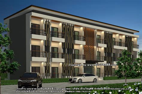 แบบก่อสร้างโรงแรม3ชั้นโมเดิร์น Modern Style แบบบ้าน แบบอพาร์ทเม้นท์ แบบอาคารพาณิชย์ แบบ