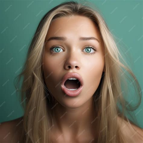 Premium Photo A Woman With A Surprised Expression Shows Her Mouth