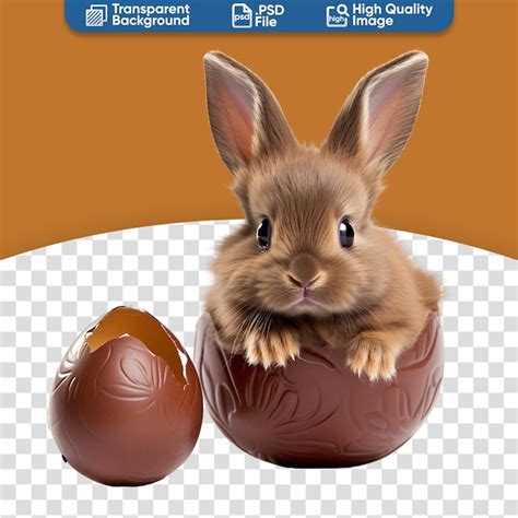 Premium Psd A Cute Easter Bunny Hatching For A Happy Easter From A Chocolate Easter Egg Rabbit