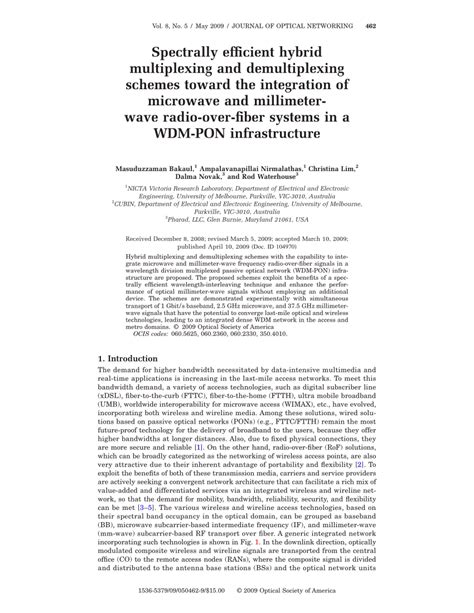 Pdf Spectrally Efficient Hybrid Multiplexing And Demultiplexing Schemes Toward The Integration