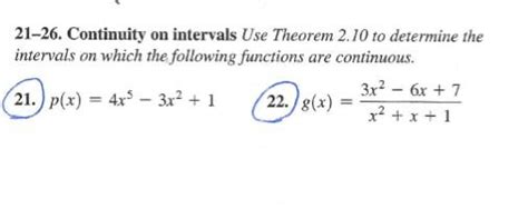 Solved 21 26 Continuity On Intervals Use Theorem 2 10 To Chegg Com
