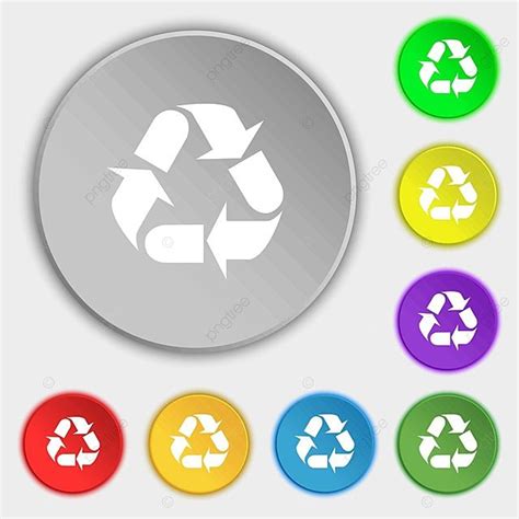 Vector Icons Of Processing Symbol Displayed On Eight Flat Buttons