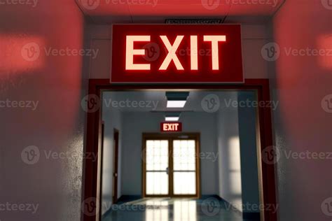 Ai Generated The Exit Sign Glowing In Red Shows The Word Exit To