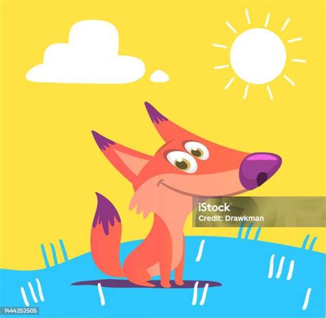 만화 아주 귀여운 여우의 그림입니다 벡터 일러스트 레이 션 흰색 절연 가공의 인물에 대한 스톡 벡터 아트 및 기타 이미지