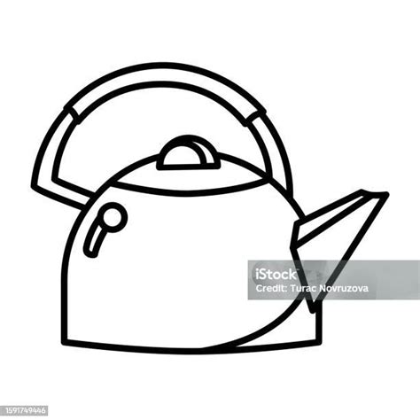 현대 주전자 얇은 선 아이콘 주방 용품 개념 흰색 배경에 끓는 물 기호를 위한 찻주전자 모바일 웹 디자인을 위한 개요에 있는