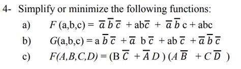 Solved 4 Simplify Or Minimize The Following Functions A