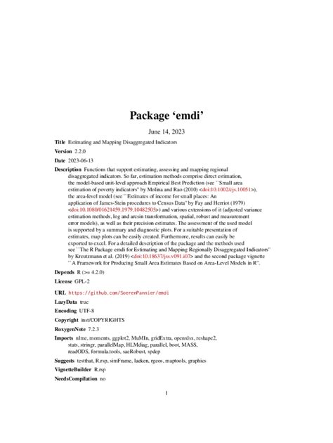 Fillable Online Cran Csiro The R Package Emdi For The Estimation Un Statistics Division