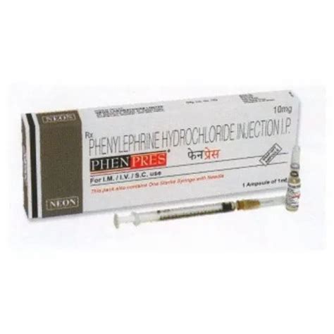 Phenpres Phenylephrine Hydrochloride Injection Ip Packaging Size 1 Ml 10 Mg At ₹ 250 Box In