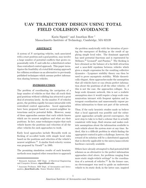 Pdf Uav Trajectory Design Using Total Field Collision Avoidance