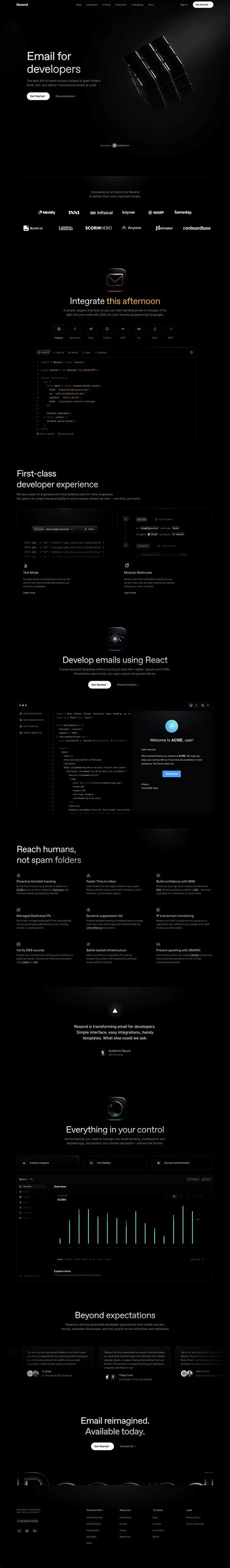 Resend Page Saas Landing Page