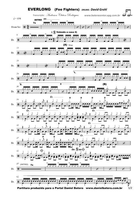 Foo Fighters Everlong Drums Sheet Music Download Printable Pdf