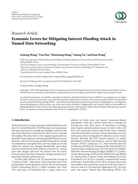 Pdf Economic Levers For Mitigating Interest Flooding Attack In Named