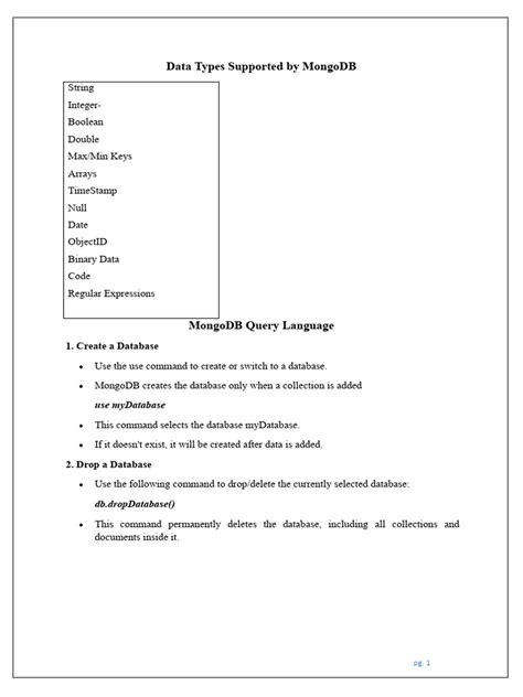 Mongodb Query Language Notes Pdf Map Reduce Database Index