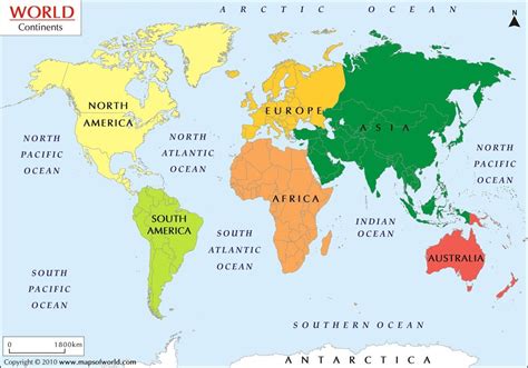 World Map With All Continents Map Worksheets