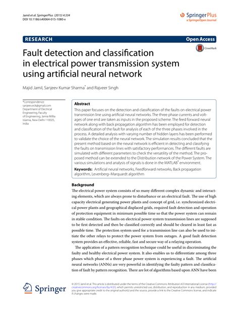 PDF Fault Detection And Classification In Electrical Power Transmission System Using