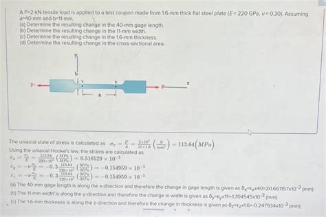 Solved A P 2−kn Tensile Load Is Applied To A Test Coupon