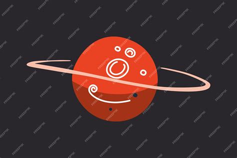 Premium Vector Vector Illustration Of A Red Planet With Rings In Flat Cartoon Style Saturn Or