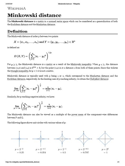 Minkowski Distance Pdf Metric Mathematics Metric Geometry