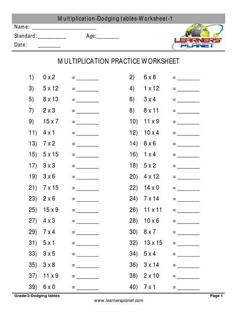 Multiplication Dodging Tables Workbook 2 Pdf