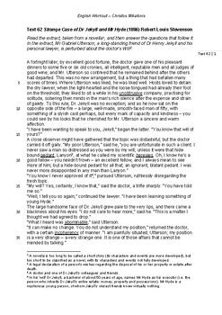 R L Stevenson The Strange Case Of Dr Jekyll And Mr Hyde Extract Questions