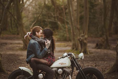 Sexy Harley Davidson Engagement Photos In Ruislip Woods Junebug Weddings