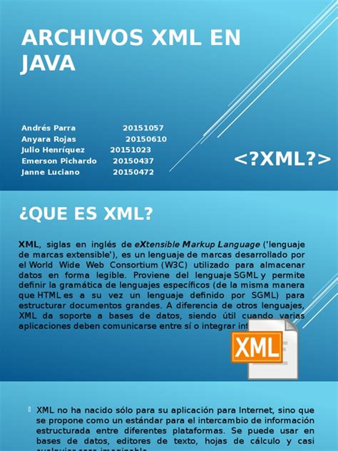 archivos xml en java pdf xml estándares informáticos