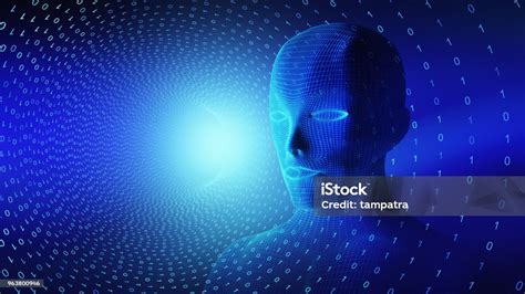 이진 코드와 두뇌와 인간의 머리입니다 미래 기술 개념 3d 그림에서에서 검정 인공 지능에 와이어 프레임 모델 0명에 대한 스톡 사진 및 기타 이미지 Istock