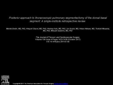 Posterior Approach To Thoracoscopic Pulmonary Segmentectomy Of The