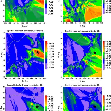 maps of wavelet based spectral indexes for each gps component before