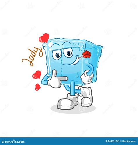 Ice Cube Flirting Illustration Character Vector Stock Vector Illustration Of Freeze Crystal